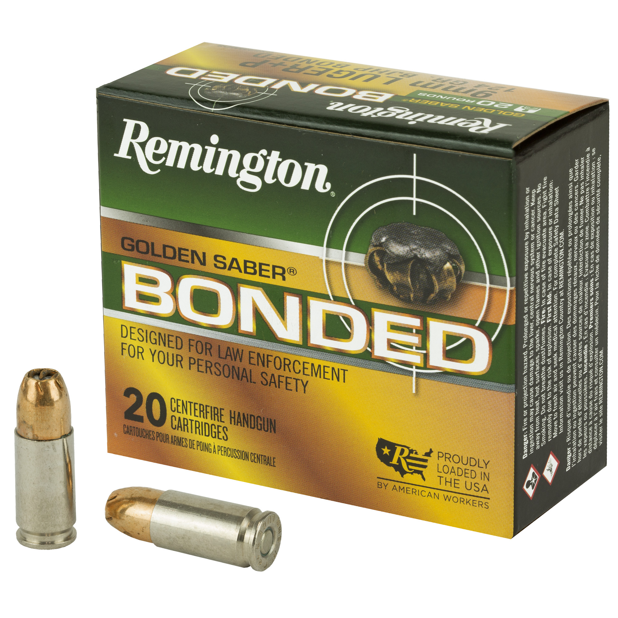 Remington Golden Saber 9mm 124 gr BJHP – 20 Rounds | Detroit Ammunition ...